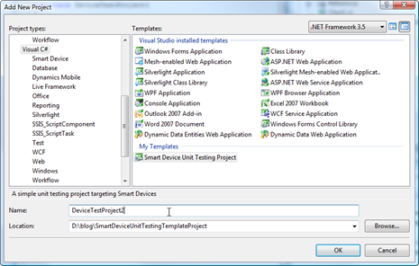 Mobile PractiCEs: VS2008 Add New Project: Smart Device Unit Testing ...